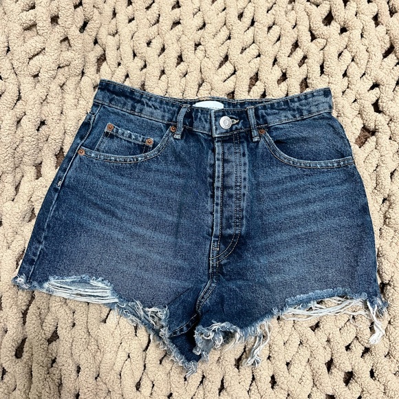 Zara | Shorts | Zara Blue Distressed Jean Shorts | Poshmark